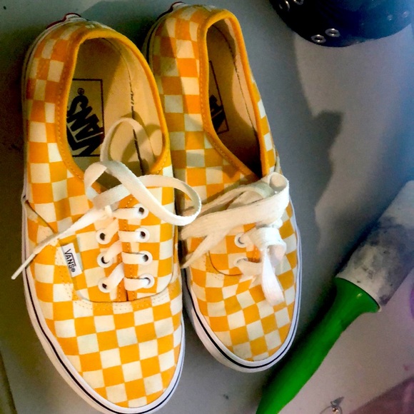 Vans | Shoes | Yellow Checkered Vans | Poshmark